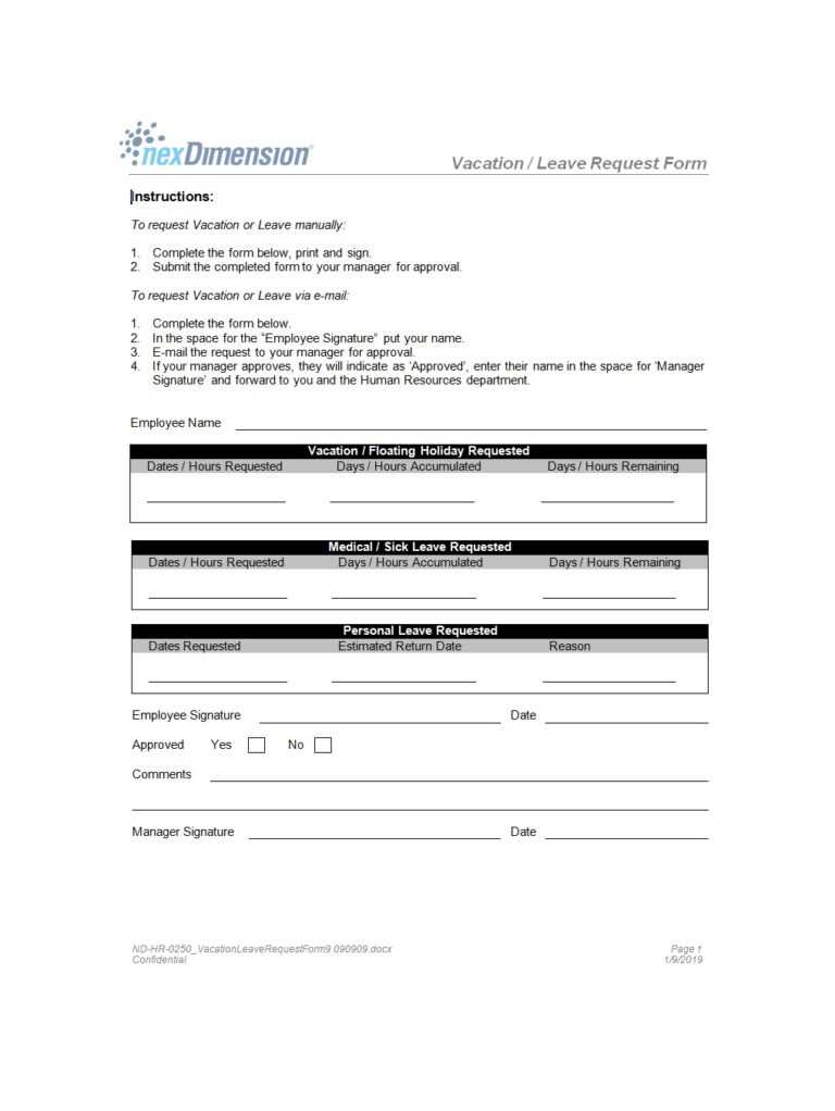 50 Professional Employee Vacation Request Forms [Word] ᐅ within Travel ...